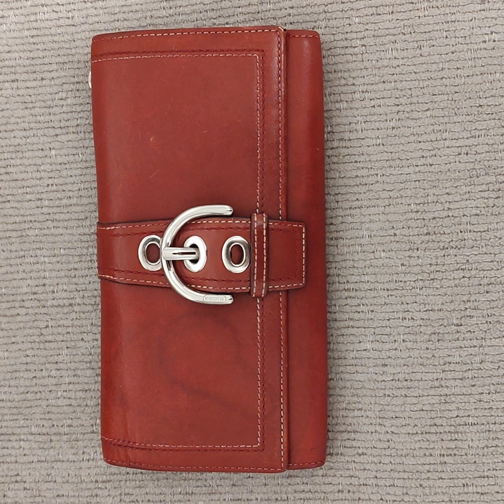 Red Leather Coach Wallet - Gem